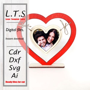 Wooden Photo Frame "hearts". Laser Cut File. Cdr,dxf,svg,ai.instant ...