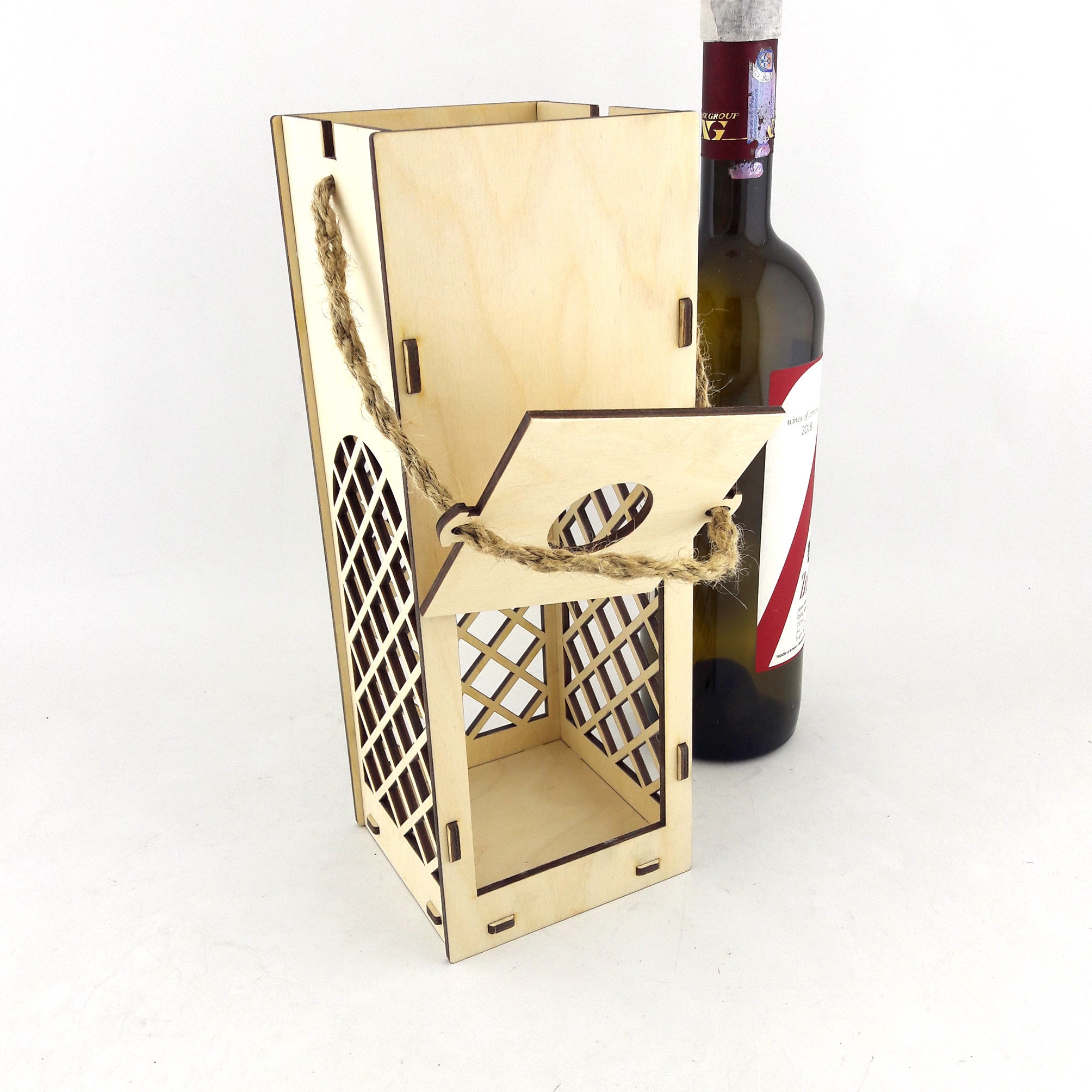 Wooden wine box. Laser cut file. Cdr Dxf Ai Svg files. | Etsy