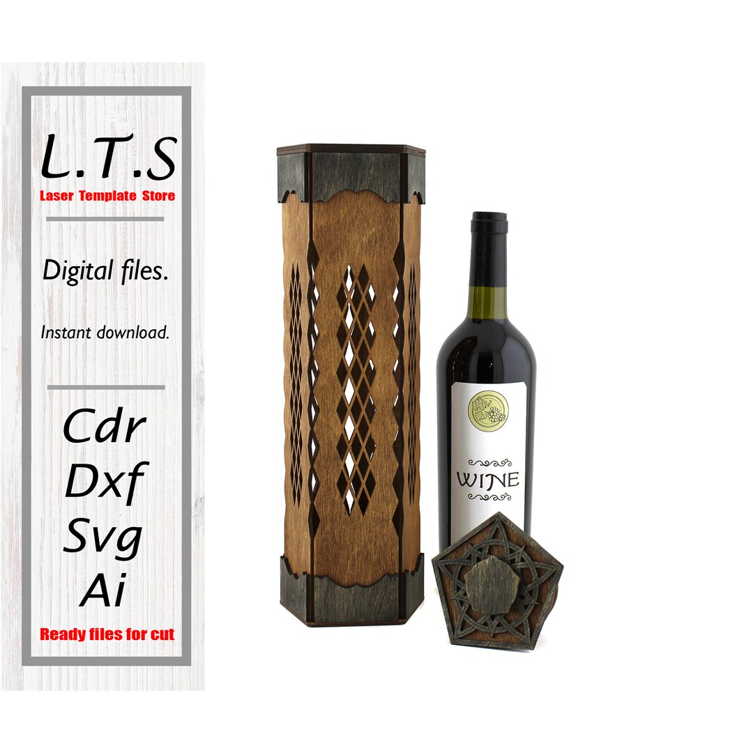 Wooden Wine Box. Laser File. Cdr, Dxf, Ai, Svg Files. Wine Box Svg. Cnc ...
