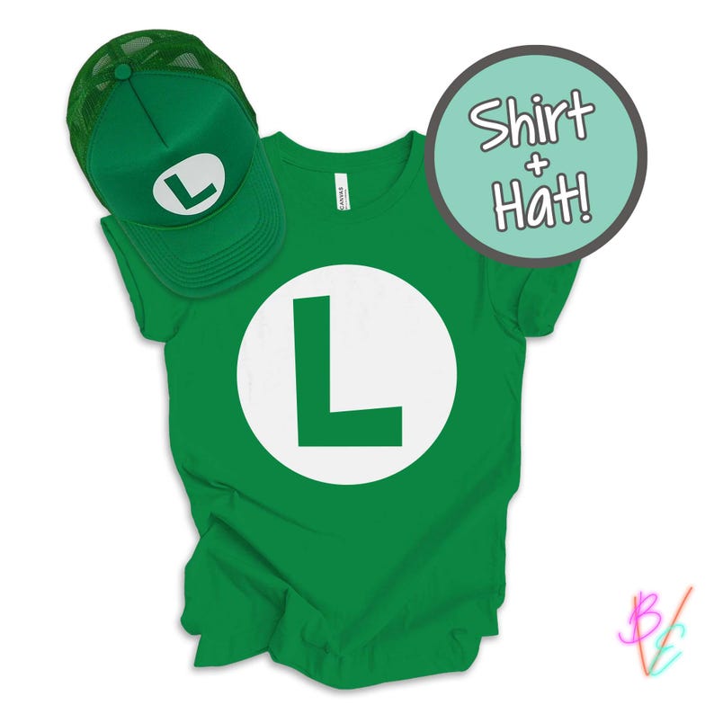 Mario and Luigi Shirts and Hats Costume Set Super Halloween Couples ...