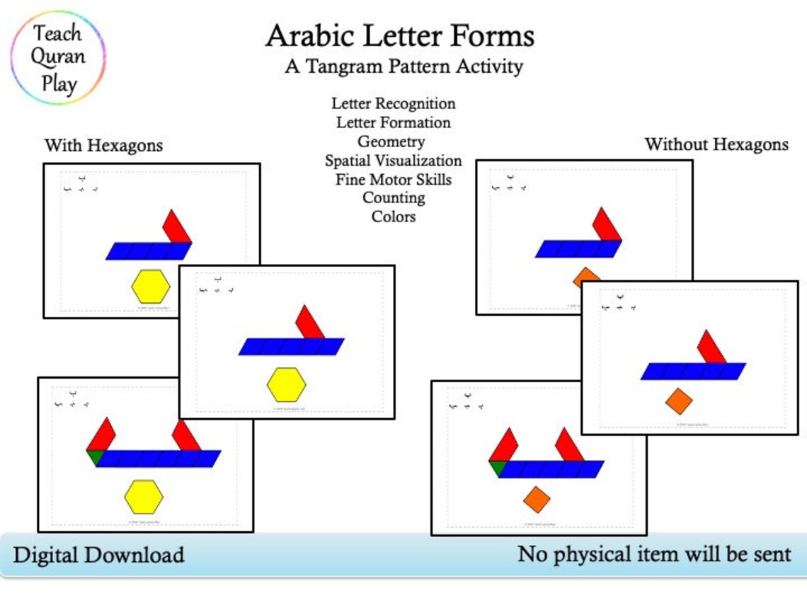 L2 Tangram Arabic Letter Forms Printable-preschool - Etsy