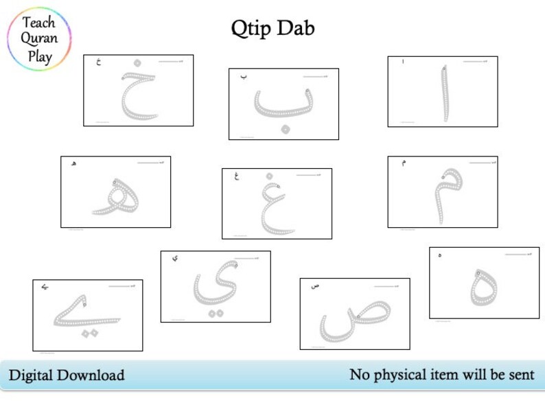 L1 Q-tip Dab a Dot Letters Arabic Learning Alphabet - Etsy UK