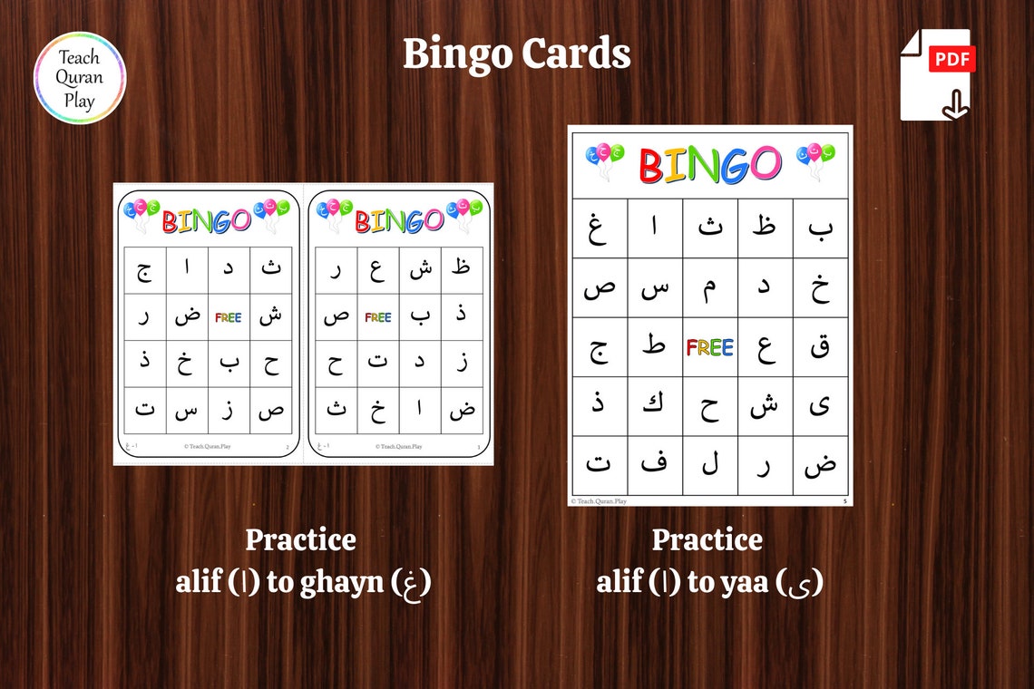 L1 Bingo Cards Arabic Learning Alphabet-arabic - Etsy