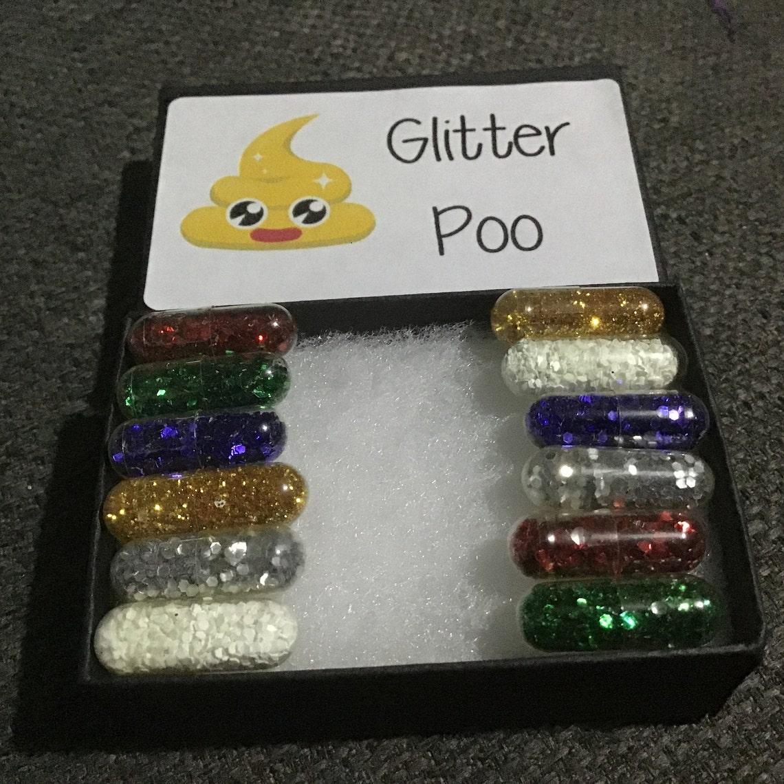 Box of 12 Glitter Poo Pills for assholes and novelty fun | Etsy