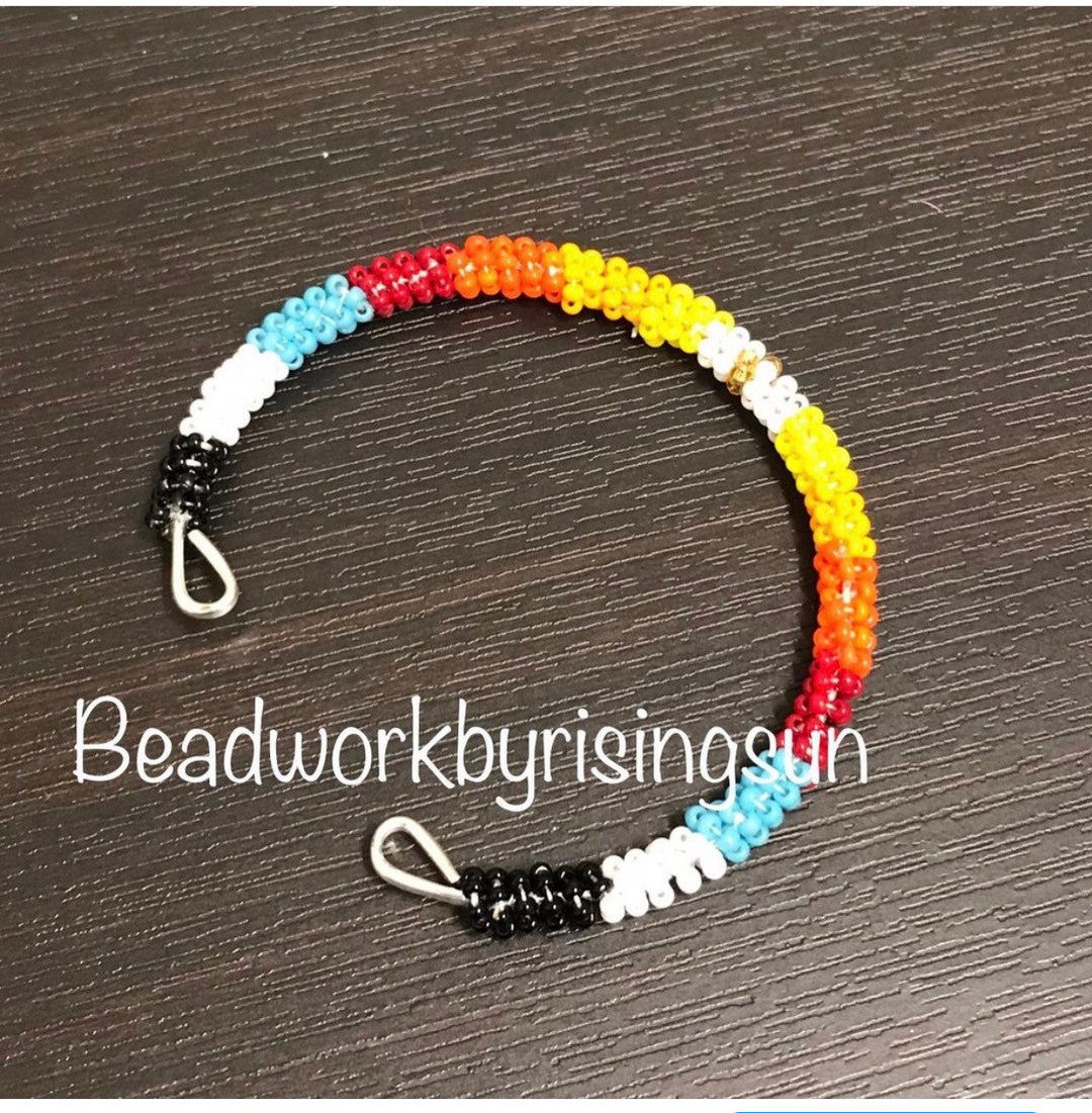 Hand Beaded Native Style Bangle Bracelet - Etsy