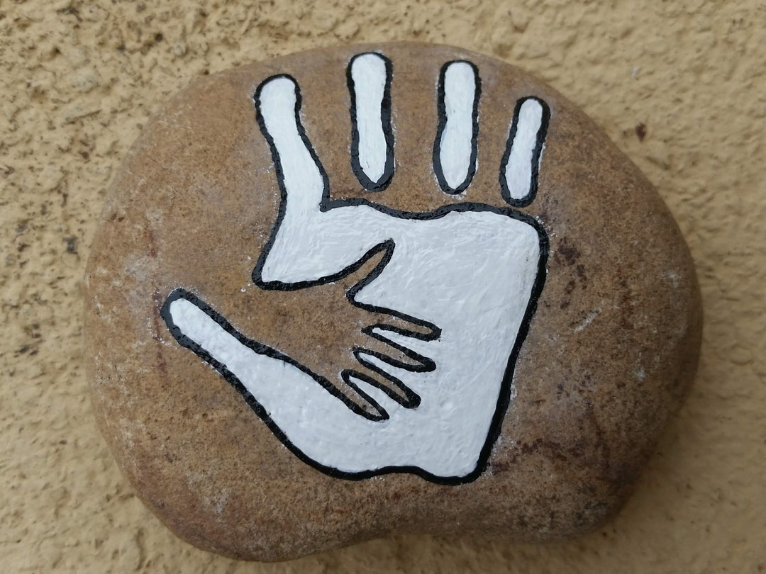Painted Stones Hand Black White on Stone Decoration Decorative - Etsy