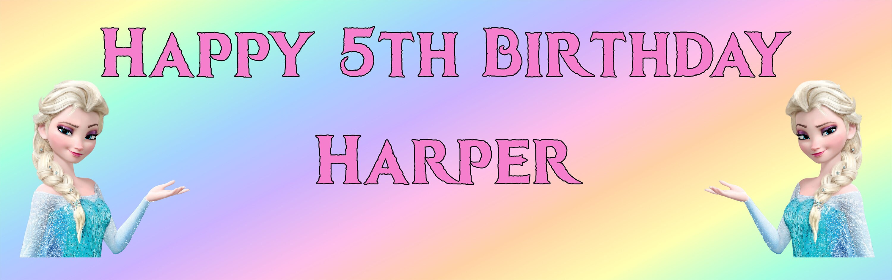 2 X Personalised Disney Frozen Elsa Birthday Banner Celebrate Boy or ...