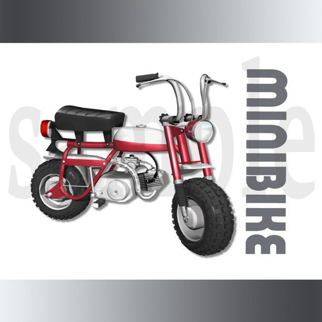 Minibikes, Retro Blue, Yellow and Red Motorcycles, 3D Candy Colored ...