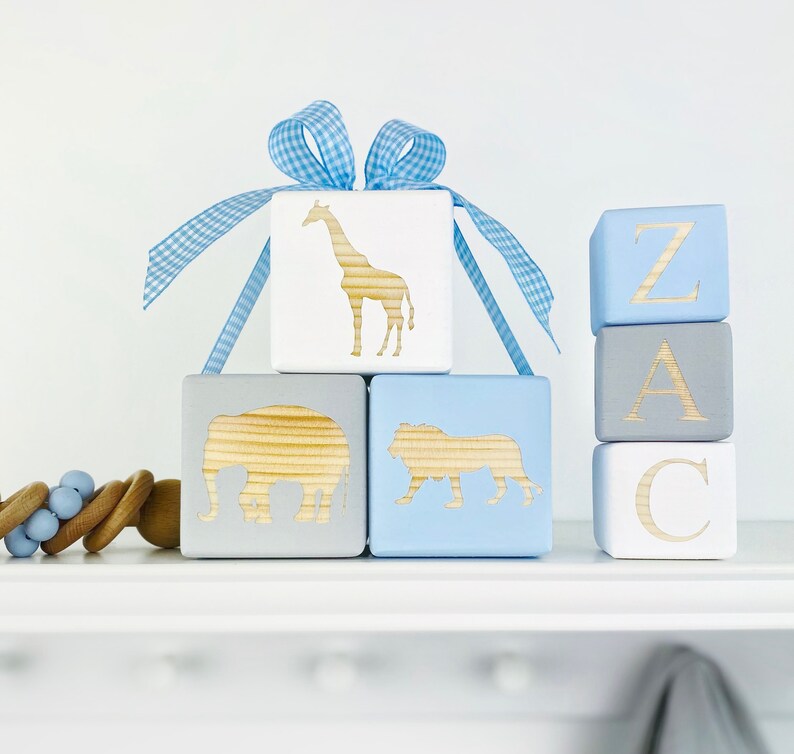 Jungle Safari Baby Blocks Animal Blocks Jungle Nursery - Etsy