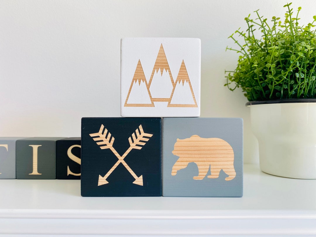Scandi Blocks Stacker, Scandi Nursery Decor, Nordic Theme Nursery, Bear ...
