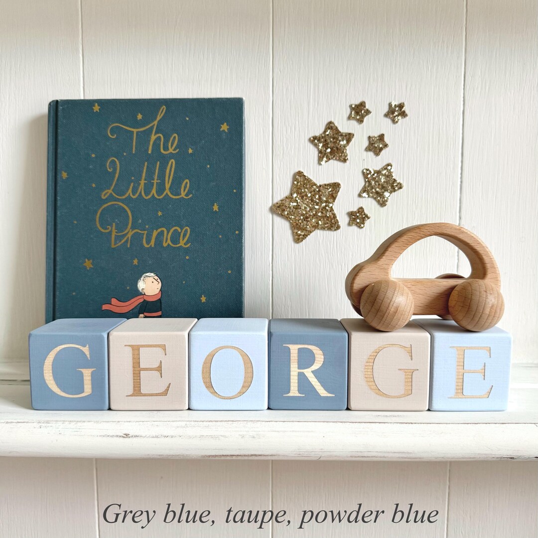 Personalised Wooden Baby Name Blocks, Nursery Name Sign Shelf Decor ...