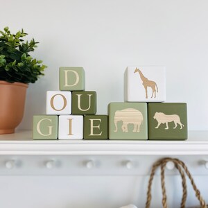 Jungle Safari Baby Blocks, Animal Blocks, Jungle Nursery Decor, Safari ...