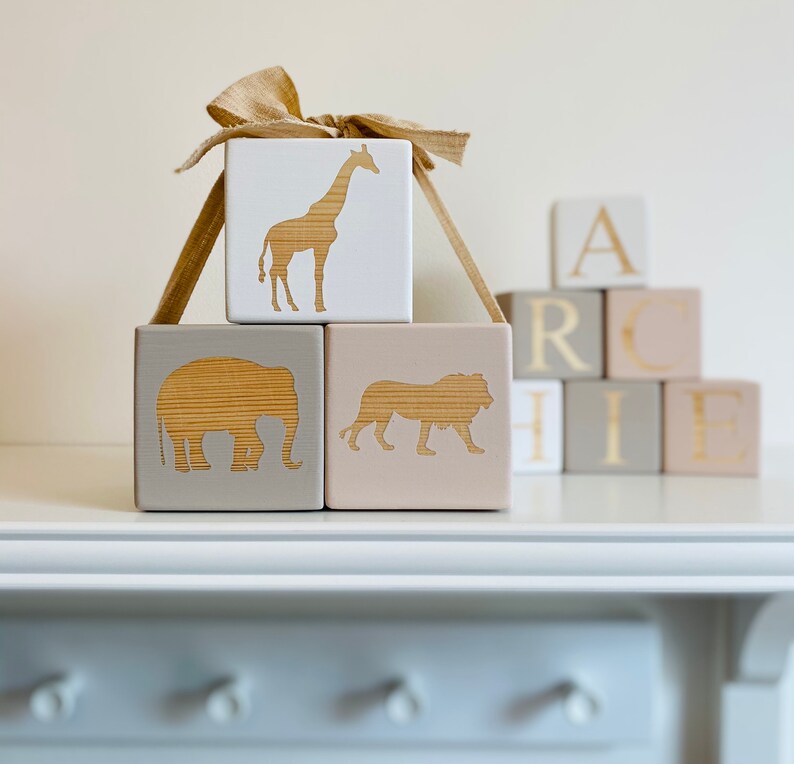 Jungle Safari Baby Blocks Animal Blocks Jungle Nursery | Etsy