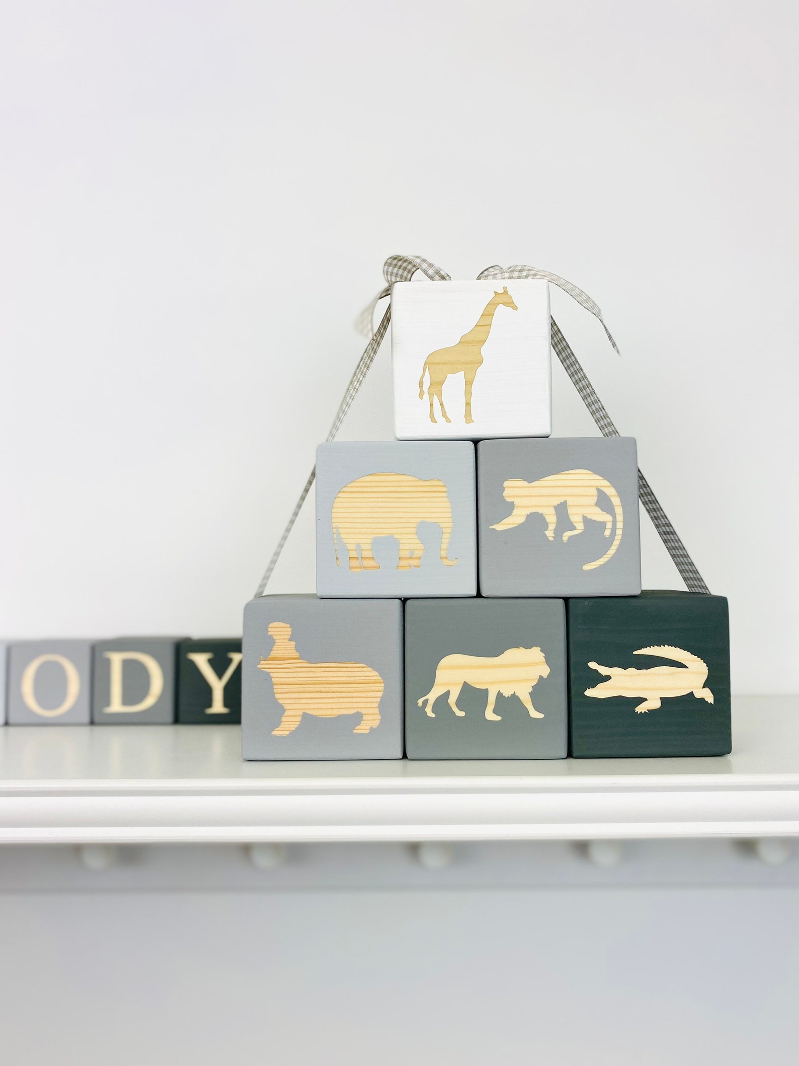 Jungle Safari Baby Blocks Animal Blocks Jungle Nursery | Etsy