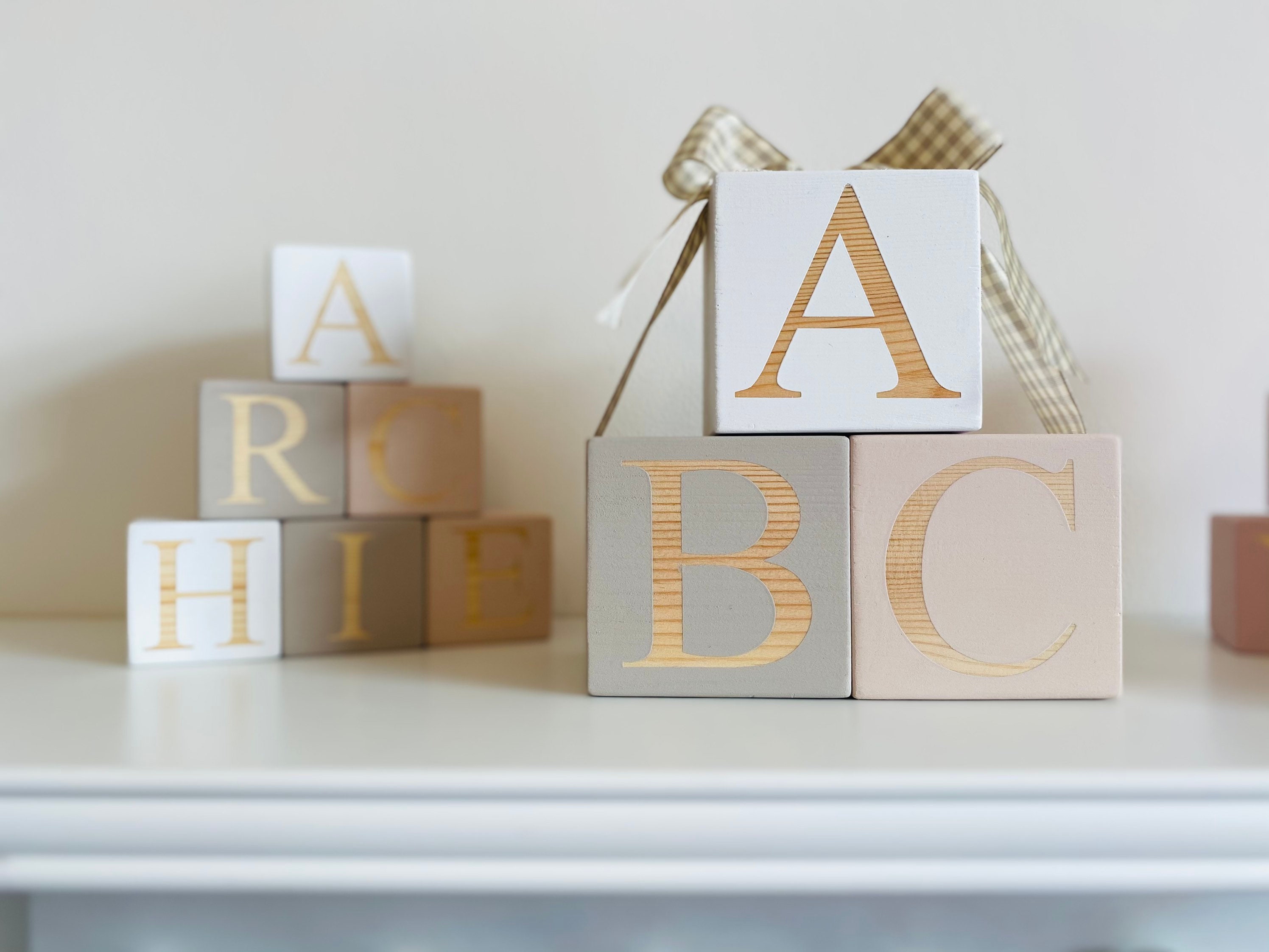 Personalized ABC Baby Blocks: Hand-painted Alphabet Nursery Decor - Etsy