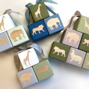 Jungle Safari Baby Blocks, Animal Blocks, Jungle Nursery Decor, Safari ...