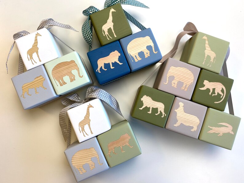 Jungle Safari Baby Blocks Animal Blocks Jungle Nursery - Etsy