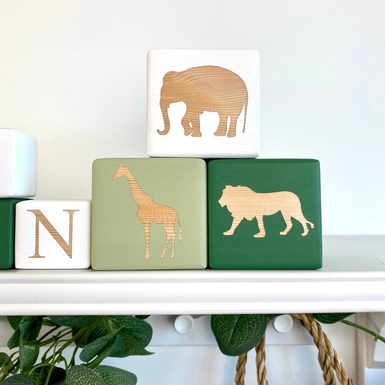 Jungle Safari Baby Blocks Animal Blocks Jungle Nursery - Etsy