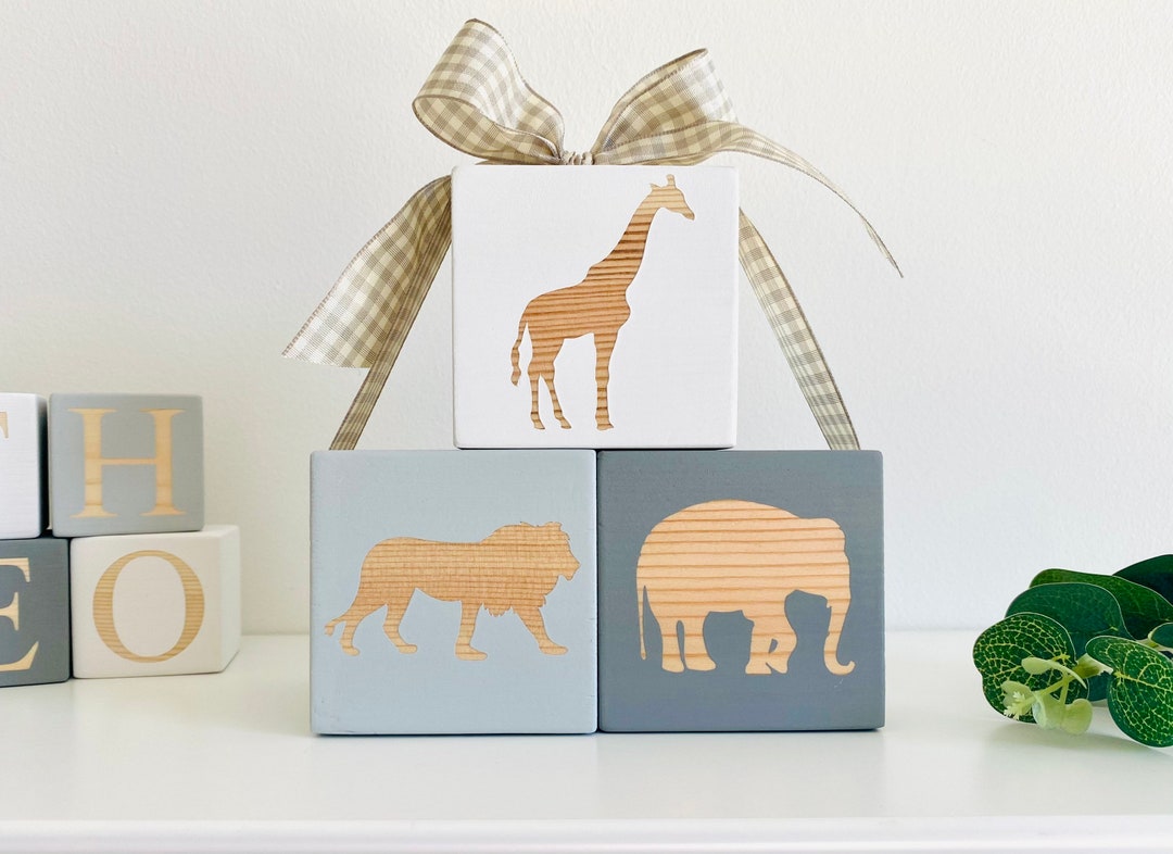 Jungle Safari Baby Blocks Animal Blocks Jungle Nursery - Etsy