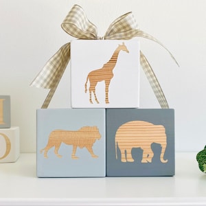 Jungle Safari Baby Blocks, Animal Blocks, Jungle Nursery Decor, Safari ...