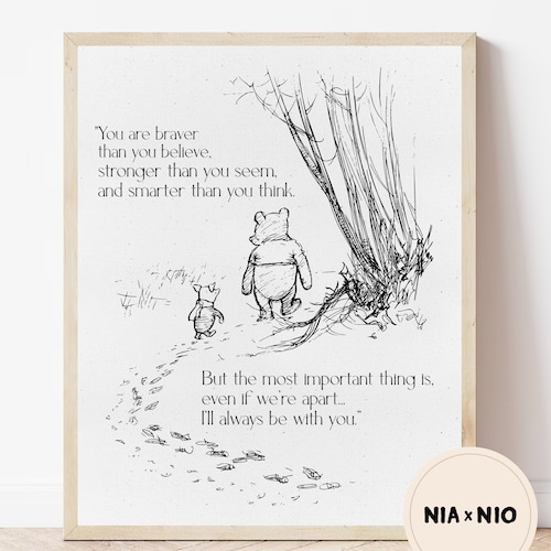 Winnie the Pooh Quote You Are Braver Than You Believe - Etsy
