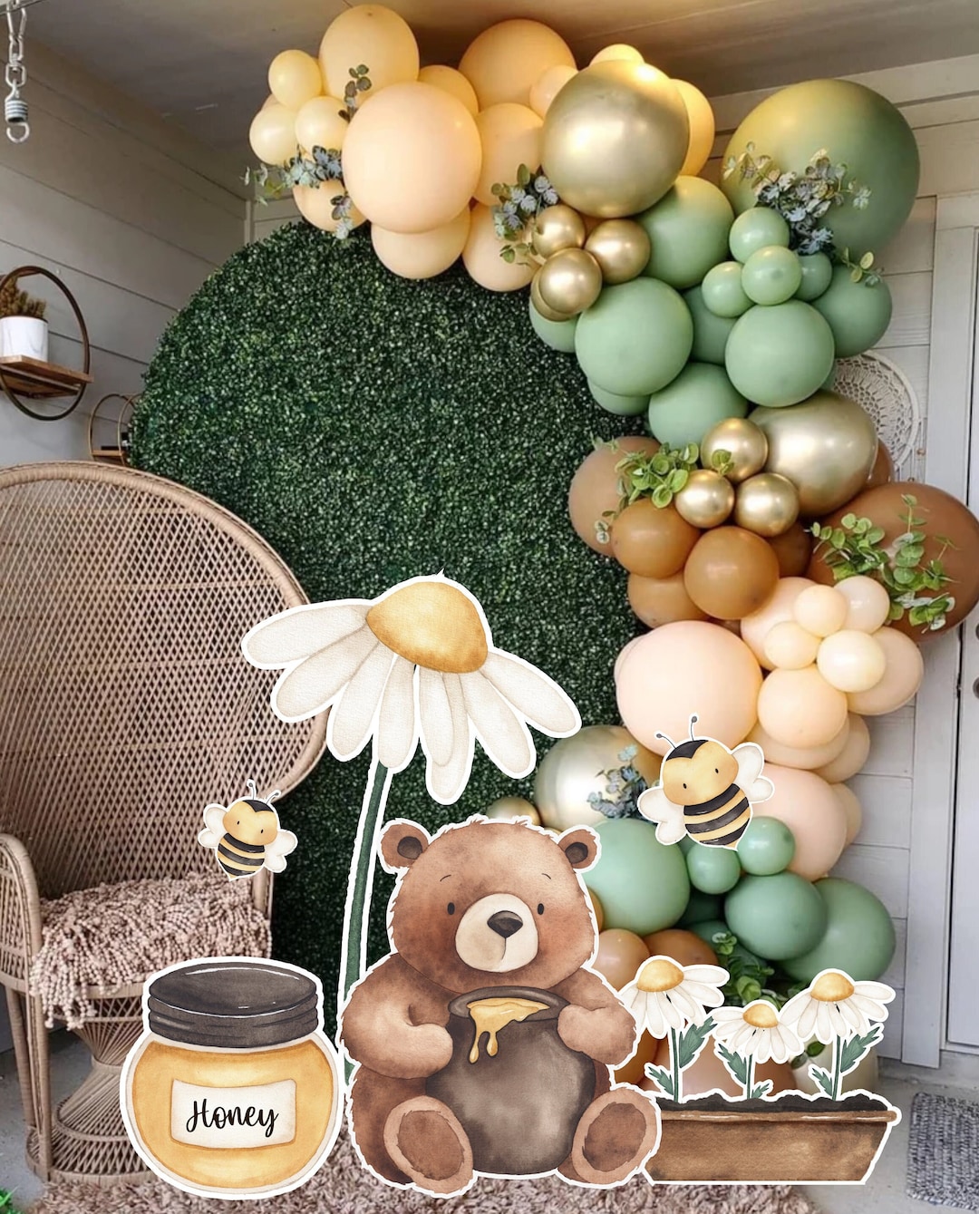 BIG DECOR BUNDLE Bee Bear Teddy Bear Honey, Cutout Decor ,birthday Baby ...