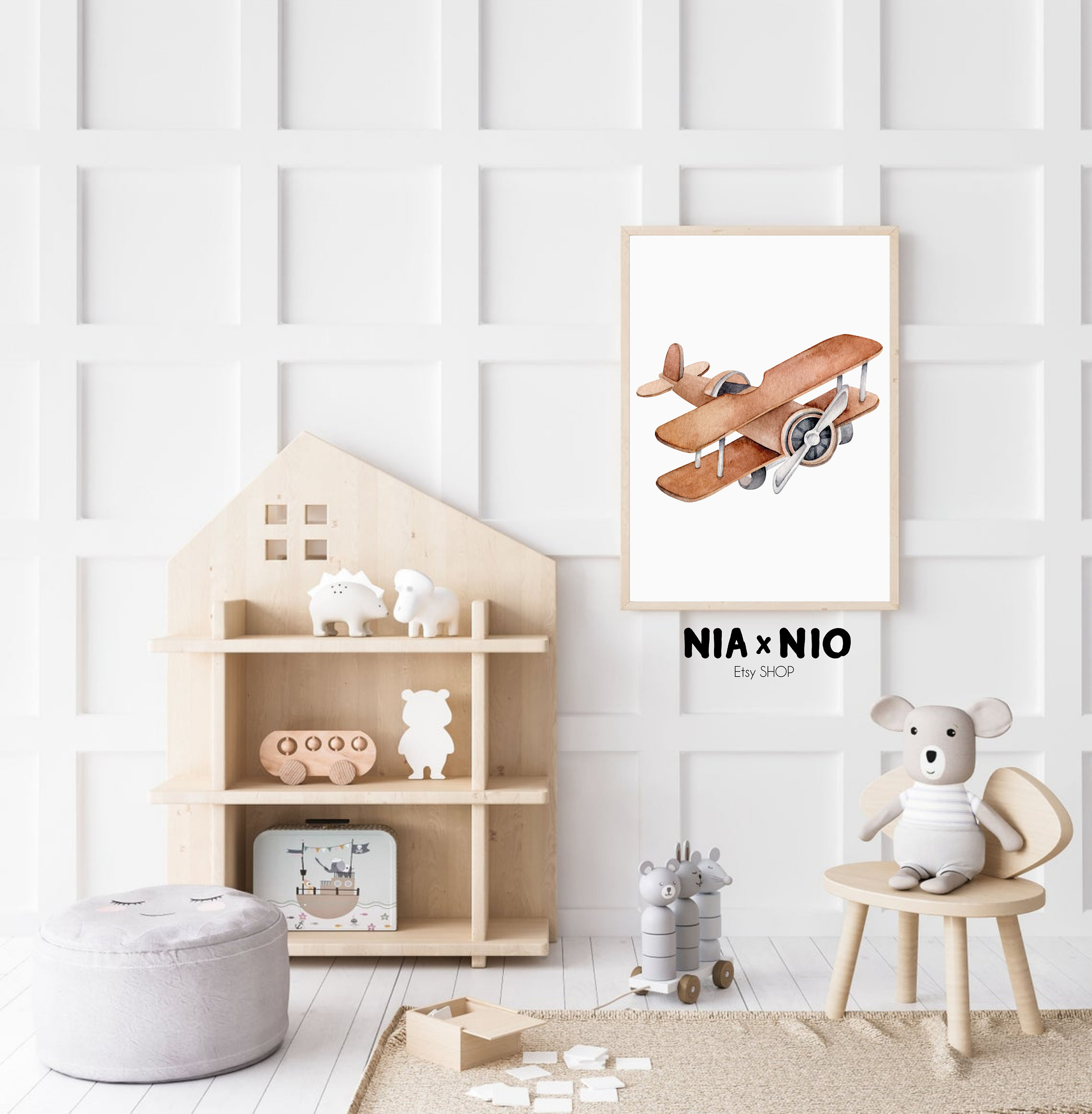 Airplane nursery art for boys Airplane watercolour airplane | Etsy