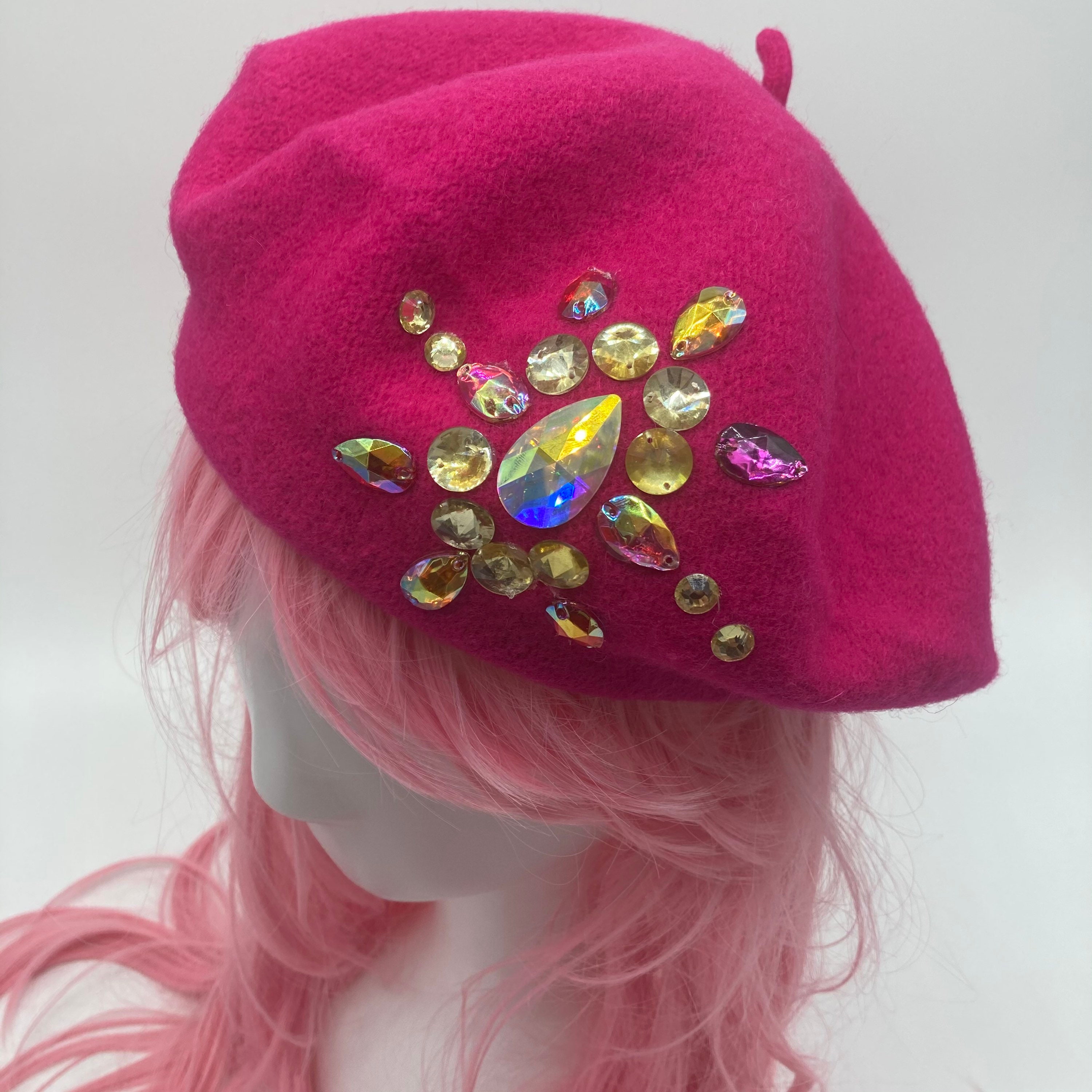Pink Jewelled Beret - Etsy
