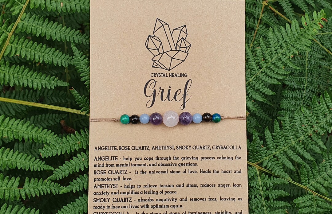 Grief Healing Bracelet, Grief Crystals, Handmade Adjustable Waterproof ...
