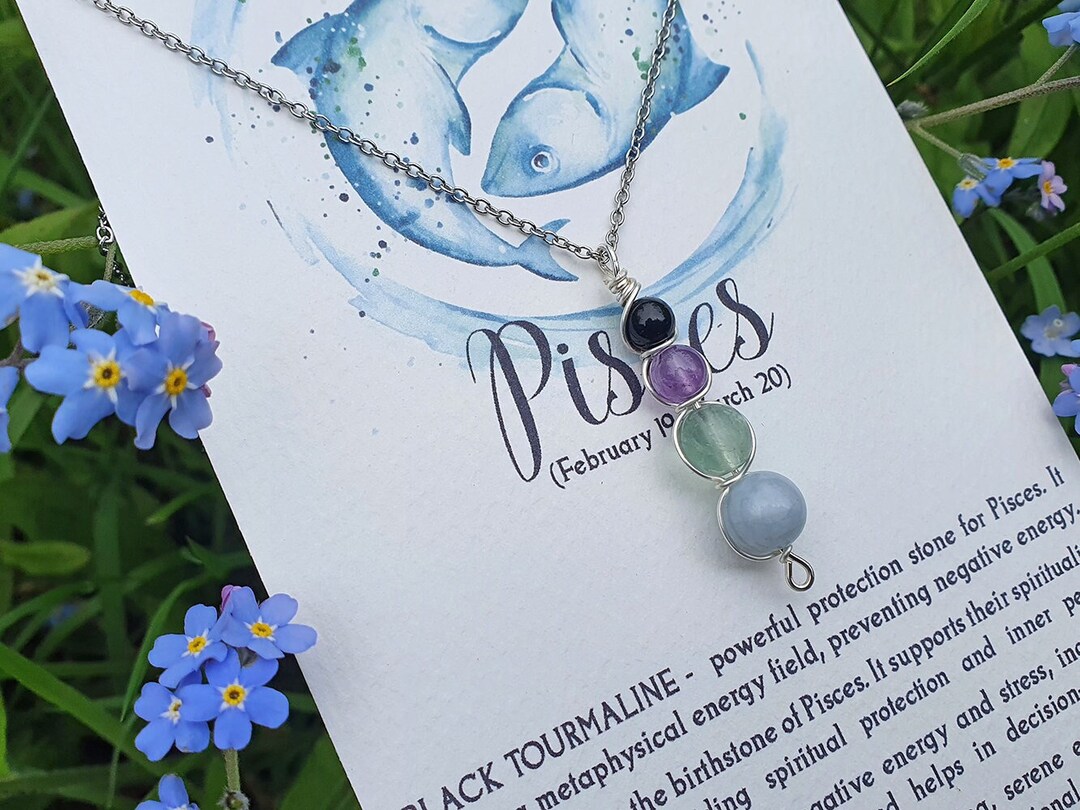 Crystals for Pisces Zodiac Sign, Gift for Capricorn, Pisces Jewellery ...