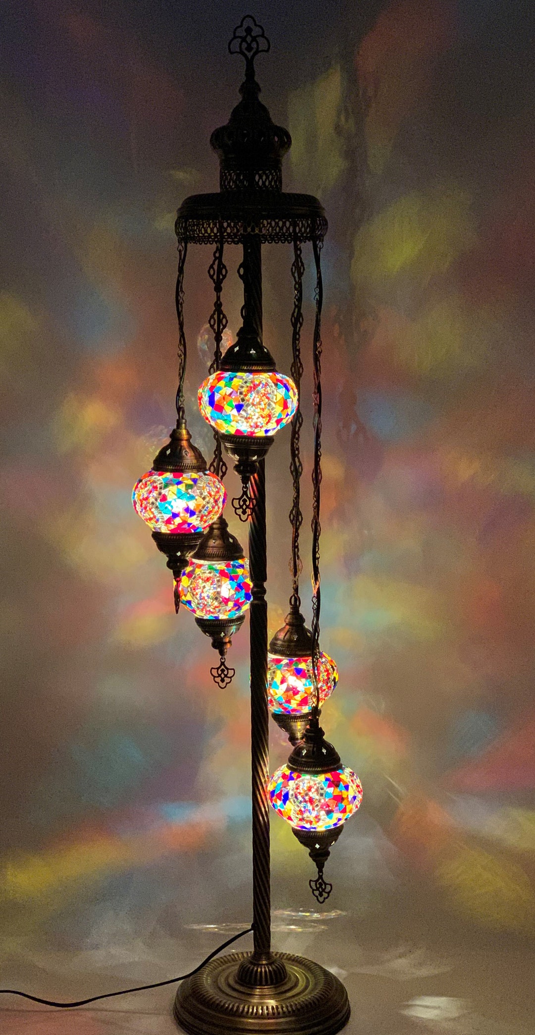 Turkish Lamp, Moroccan Floor Lamp, Turkish Floor Lamp 5 Globe, Floor ...