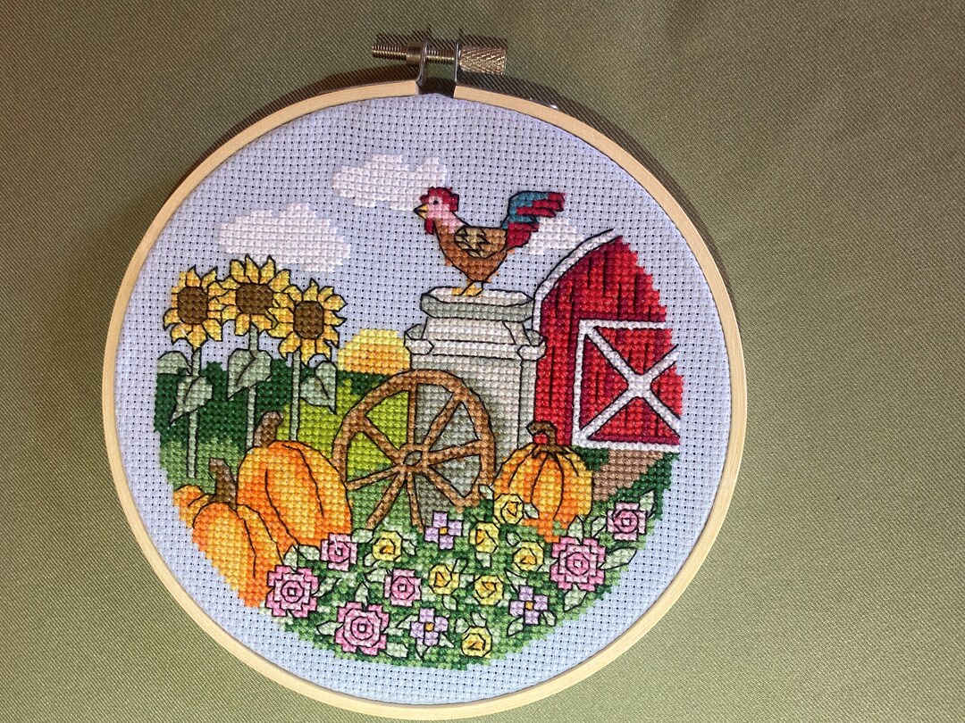Fall Barnyard - Finished Cross Stitch - Etsy