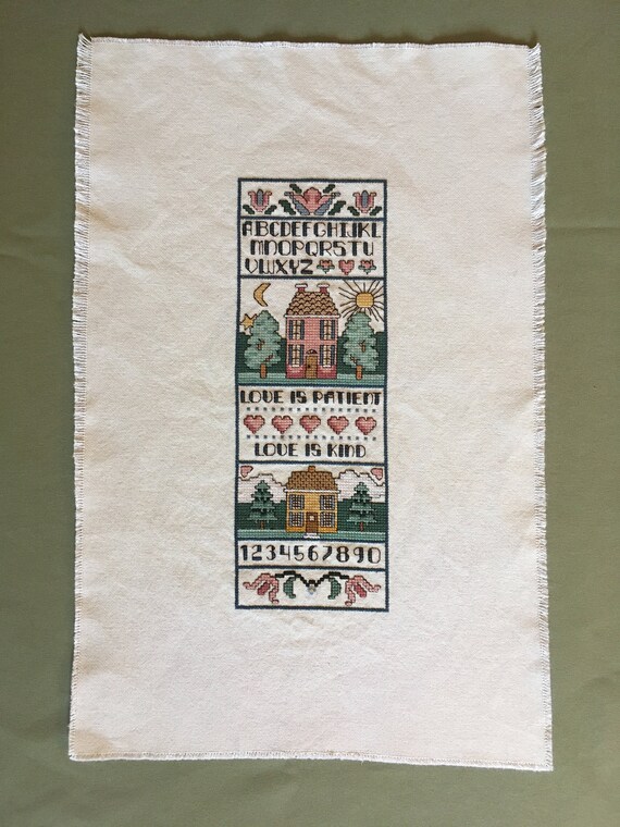 Old-fashioned Sampler Finished Cross Stitch - Etsy