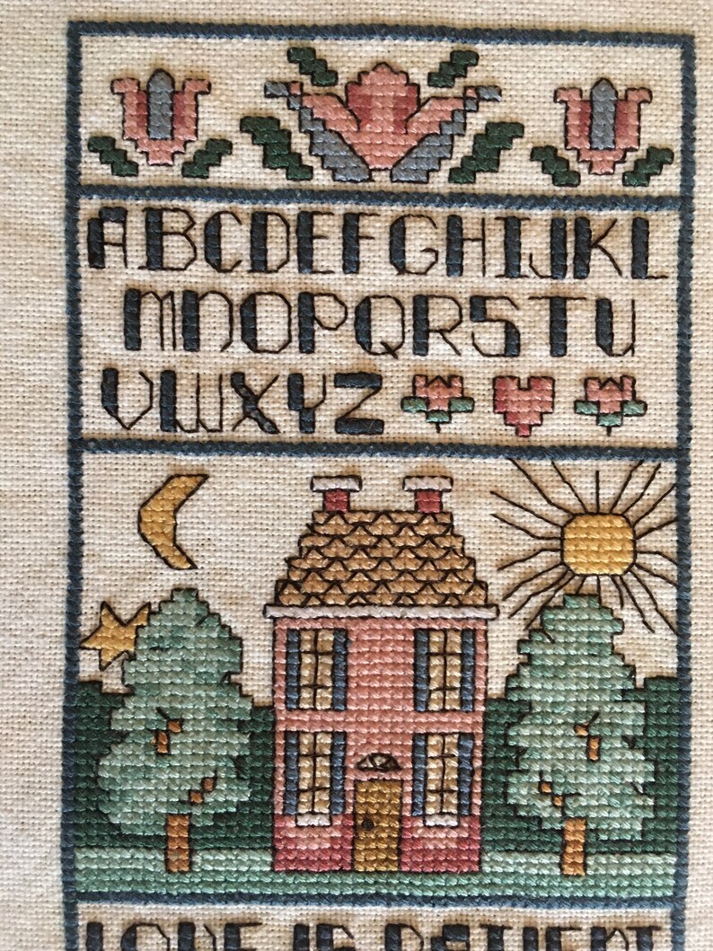 Old-fashioned Sampler - Finished Cross Stitch - Etsy
