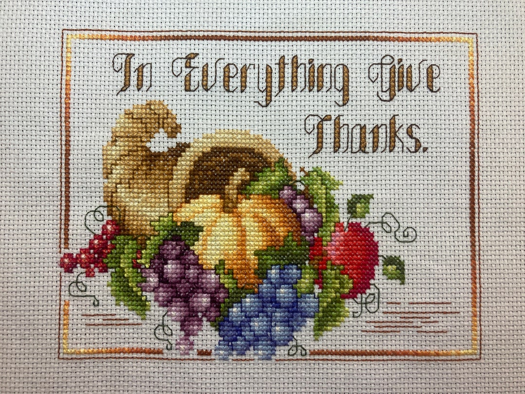 Thanksgiving Cornucopia - Finished Cross Stitch - Etsy