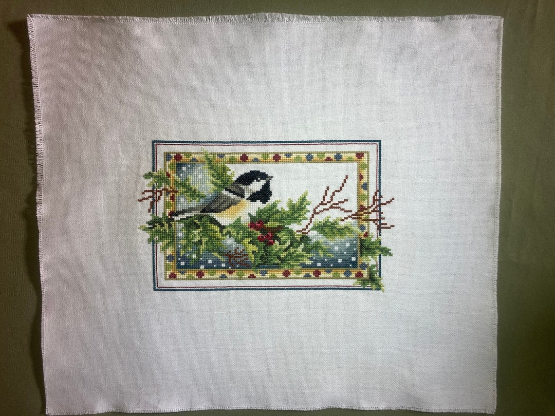 Winter Chickadee - Finished Cross Stitch - Etsy