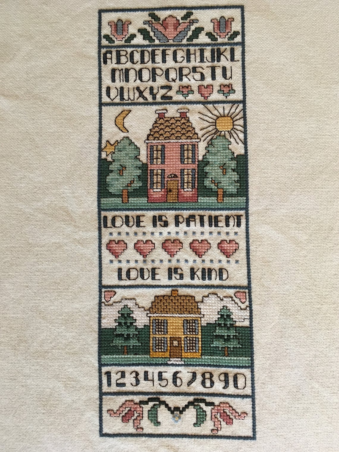 Old-fashioned Sampler - Finished Cross Stitch - Etsy