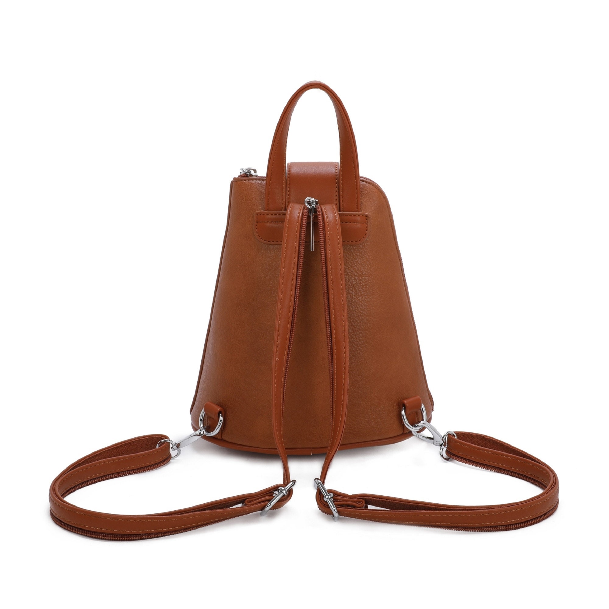 Ladies Small Triangular Flap Zipped Grab Handle Backpack Girls - Etsy