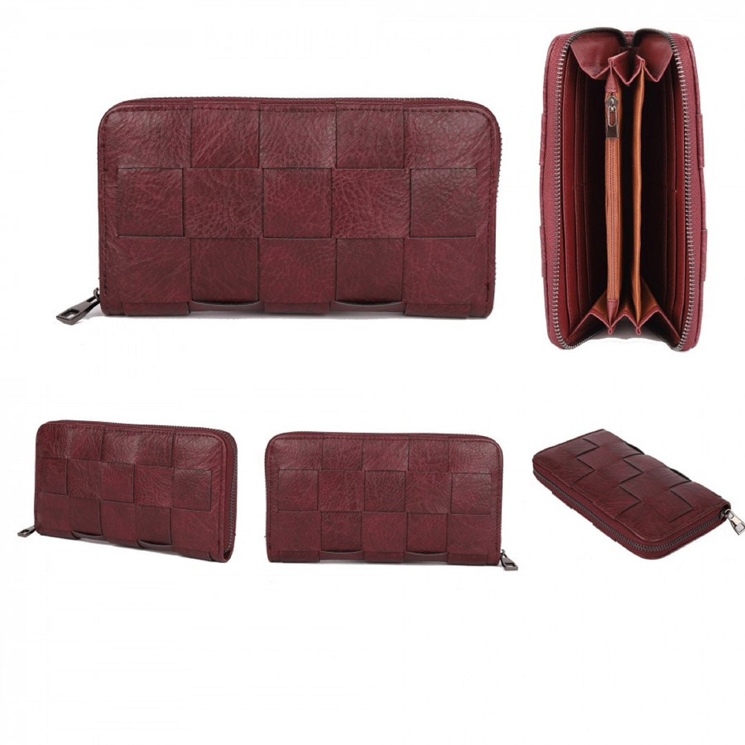 Ladies Woven Large Zip Around Purse, Wallet With Eight Credit Card ...