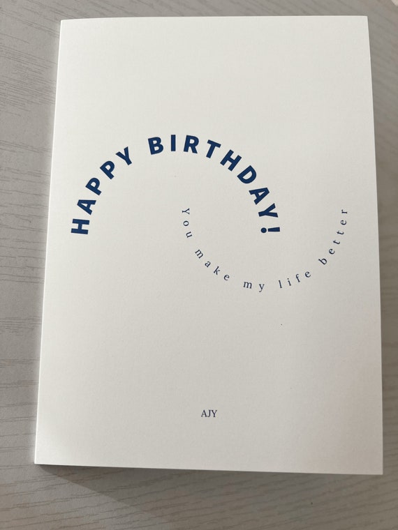 Simple Happy Birthday Card Blank Inside Card Cute Modern - Etsy