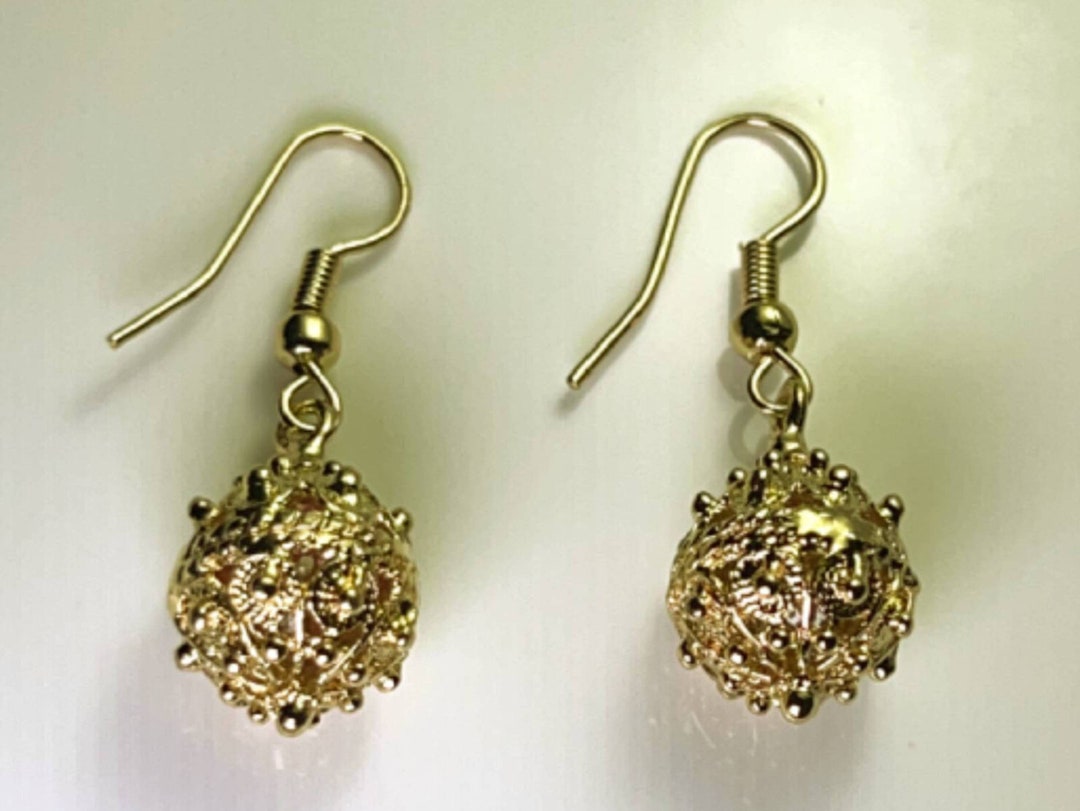 NEW Traditional Croatian Handmade Drop Earrings Šibenik Buttons Gold ...