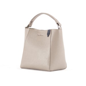 Yaya Leather Bucket Bag - Gray, Handmade Crossbody Purse | Minimalist ...