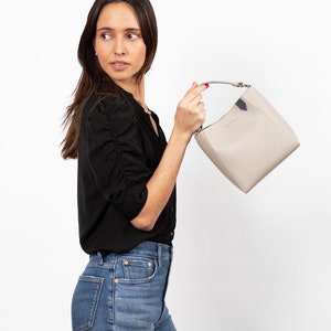 Yaya Leather Bucket Bag - Gray, Handmade Crossbody Purse | Minimalist ...