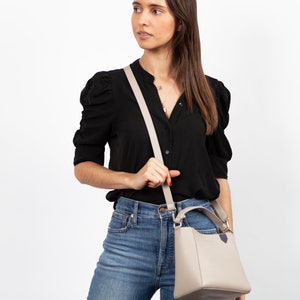 Yaya Leather Bucket Bag - Gray, Handmade Crossbody Purse | Minimalist ...