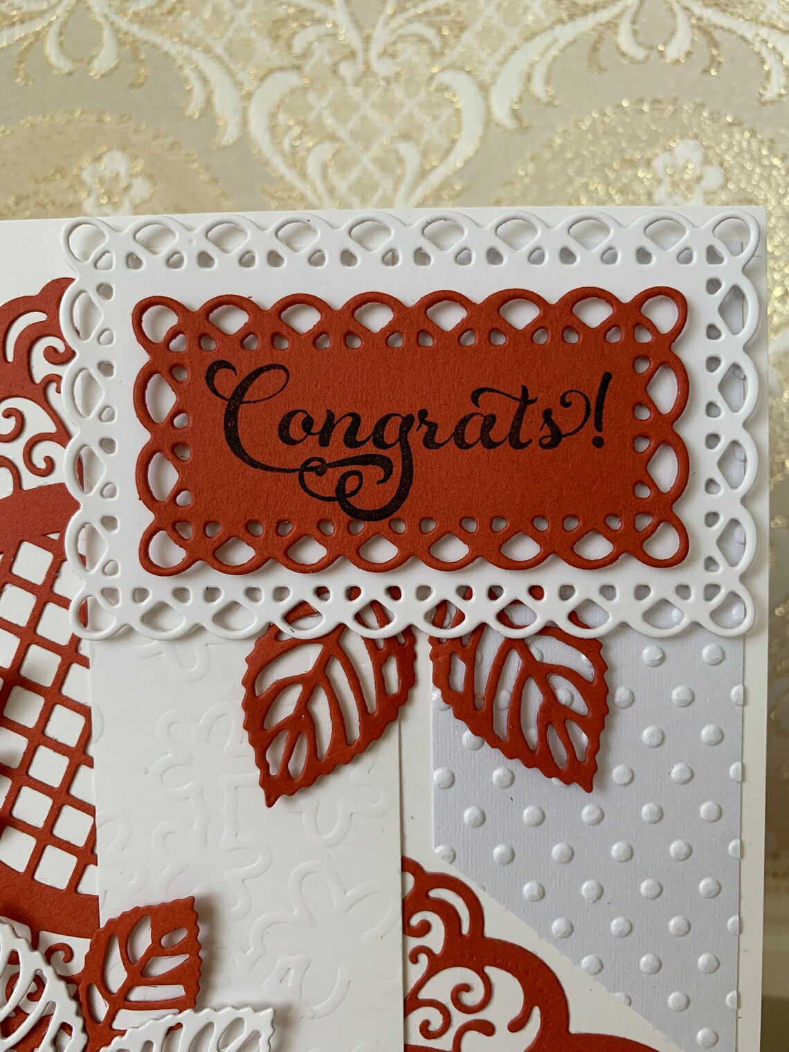 Greeting Card. Congrats! Red and White Color. Handmade Card. - Etsy