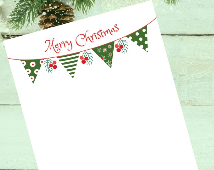 Printable Christmas Stationery Digital Download Instant Editable Red ...