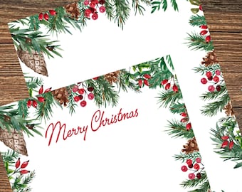 Printable Christmas Stationery Digital Download 2 Pages | Etsy