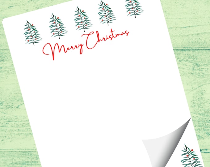 Printable Christmas Stationery Digital Download 2 Pages Instant ...