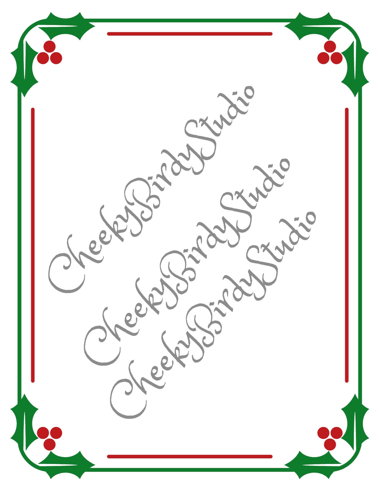 Printable Christmas Stationery Digital Download 3 Editable PDF Colors ...