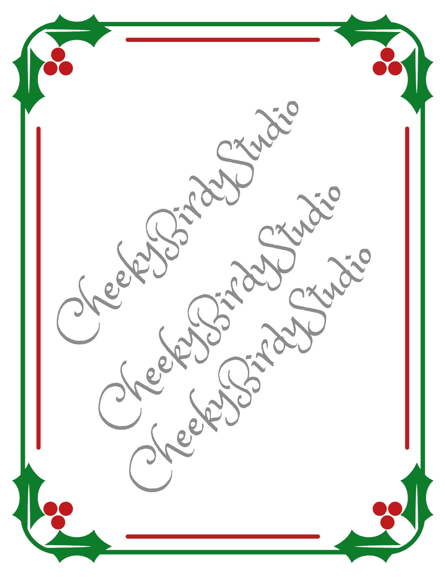 Printable Christmas Stationery Digital Download - 3 Editable Colors ...